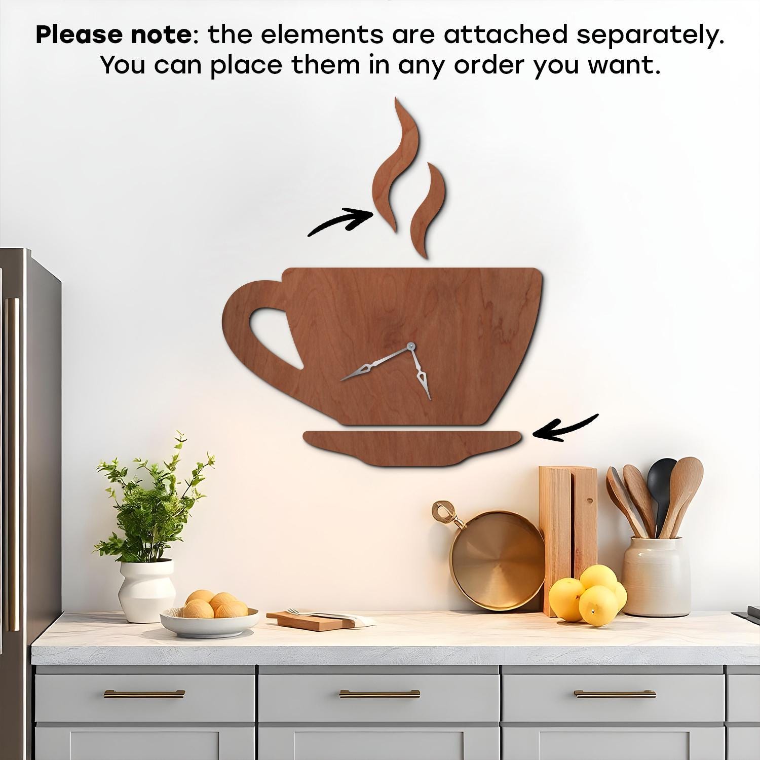 Tea Cup Clock, Coffee Cup Clock, Kitchen Wall Clock, Cafe Wall Clock ...