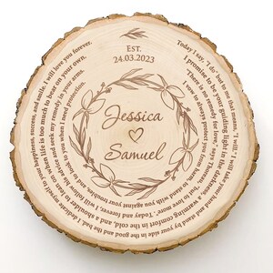 Wedding Vows Wood Sign, Vows Engraved Wood Slice, Custom Wood Slice ...