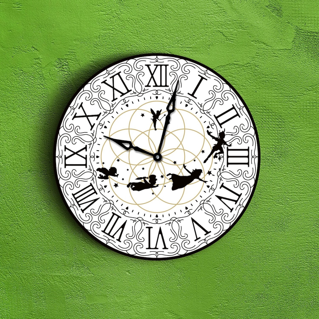 Peter Pan Wall Clock, Neverland Clock, Fairy Wall Clock, Peter Pan ...