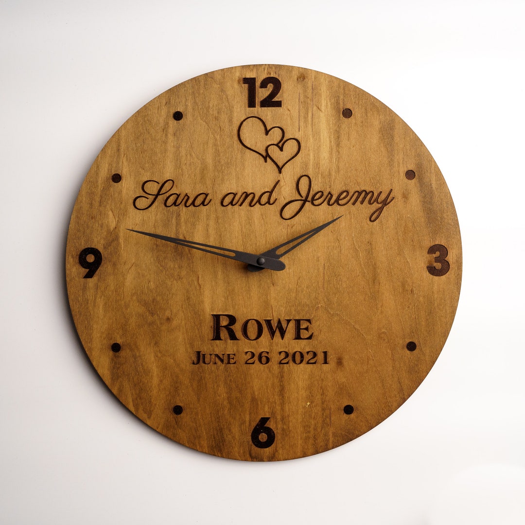 Personalized Wedding Clock, Anniversary Wall Clock, Engraved Wall Clock ...