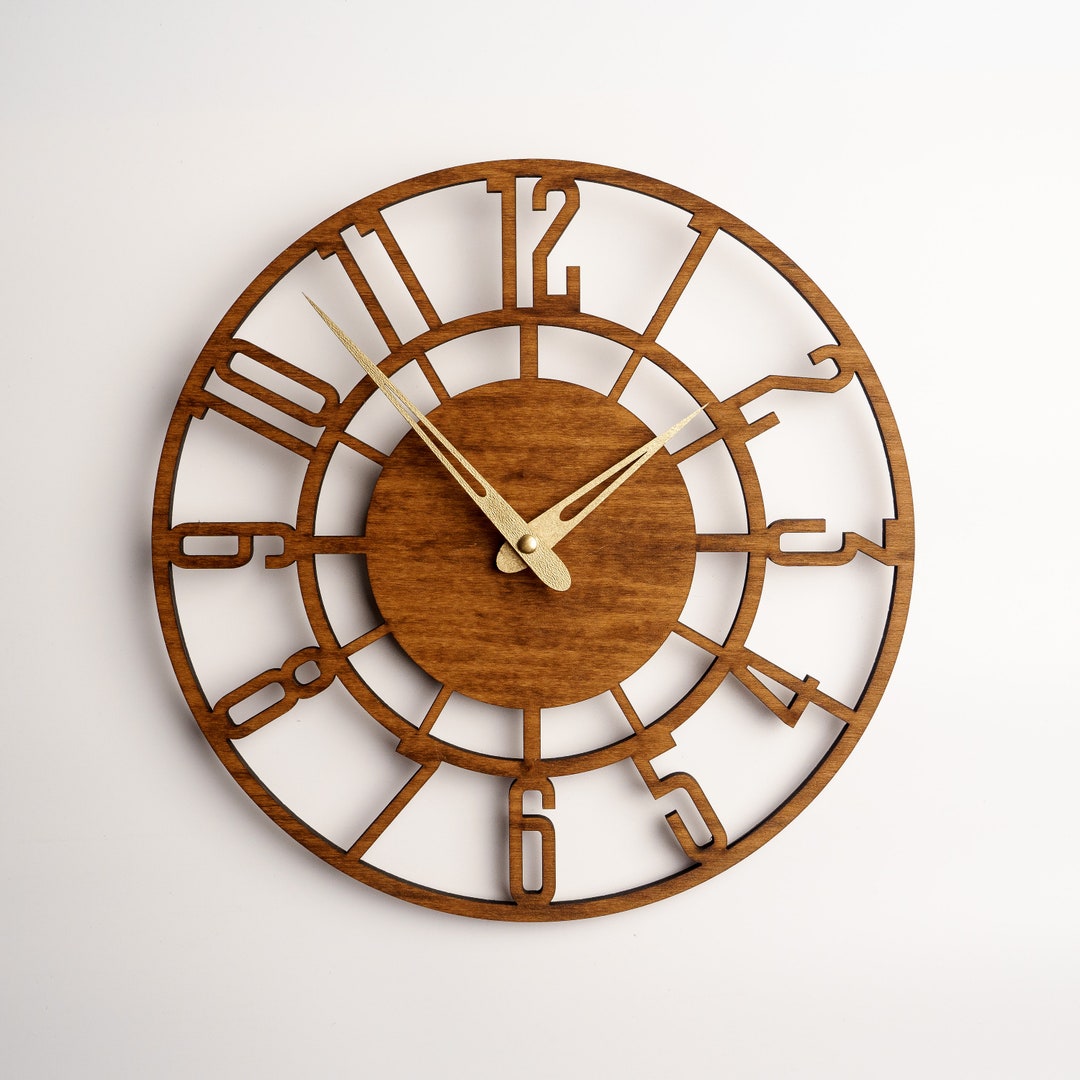 Handmade Wooden Clock, Wooden Clock Wall Decor, Wooden Large Wall Clock ...