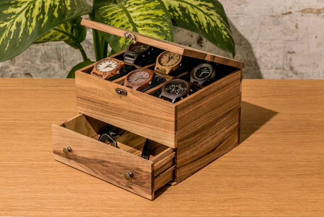 Wooden Watch Box Drawer,engraved Watch Case,watch Box Customizable ...
