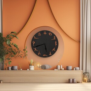 Yoga Poses Clock, Pilates Clock, Spiritual Clock, Pilates Wall Decor ...