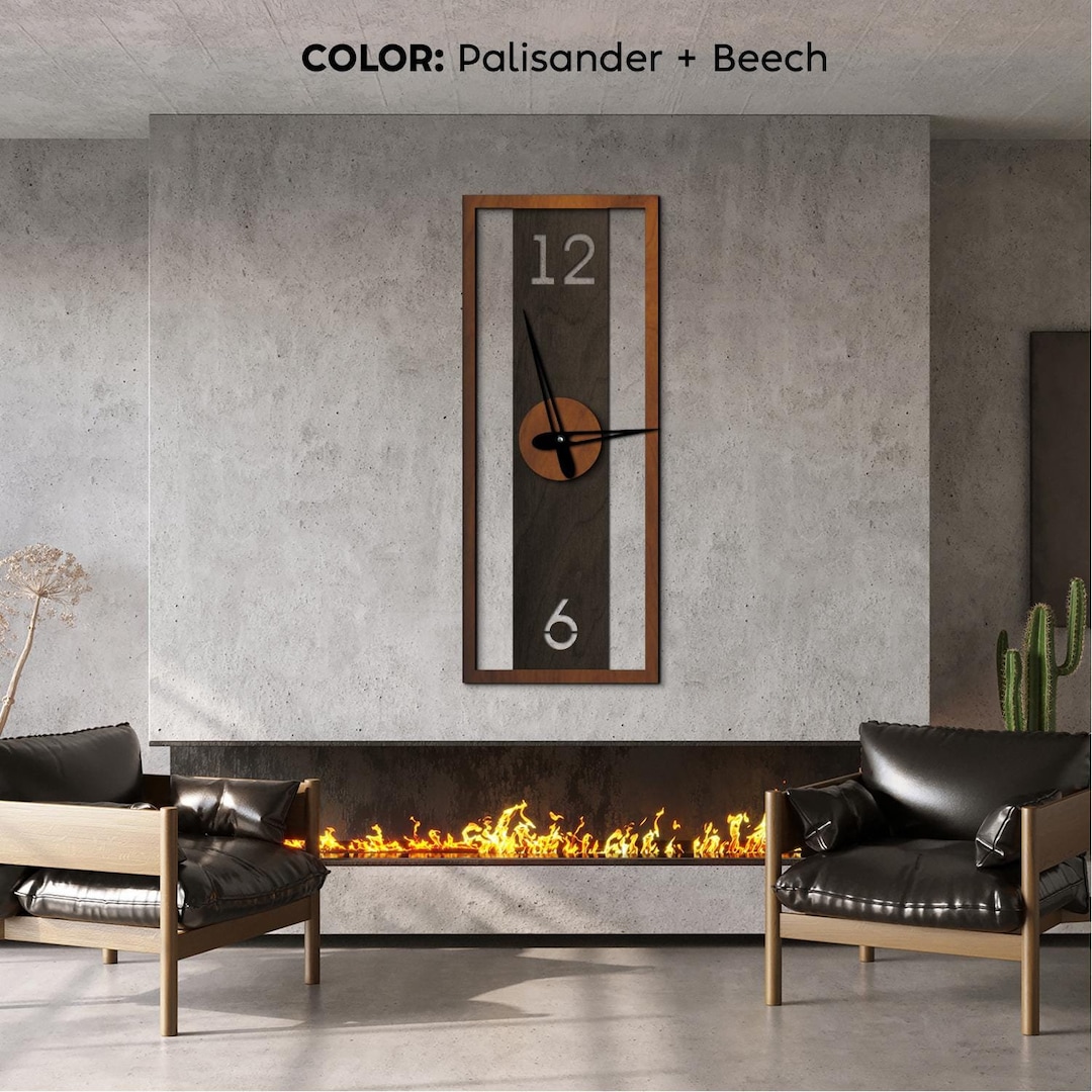 Rectangular Wall Clock, Oblong Wall Clock, Contemporary Clock, Vertical ...