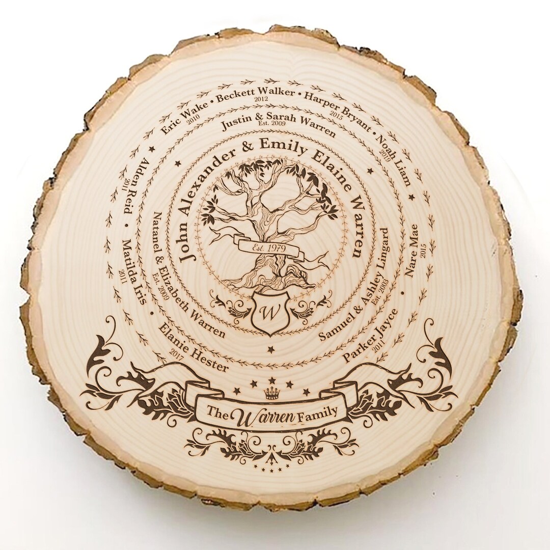 Personalized Family Tree Engraved, Custom Family Tree Wood Slice, Wood ...