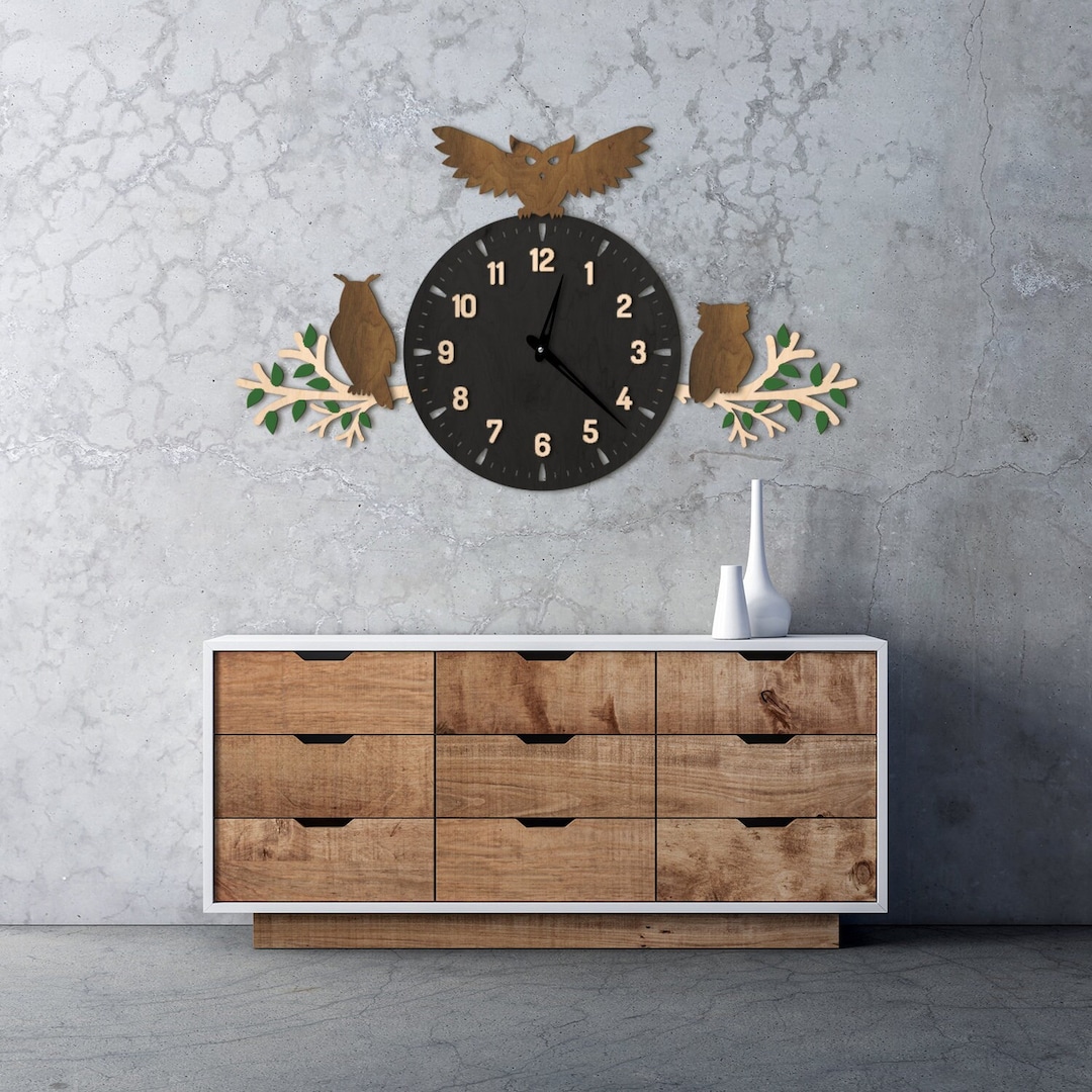 Owl Wall Clock, Bird Clock for Wall, Wood Wall Clock With Bird ...