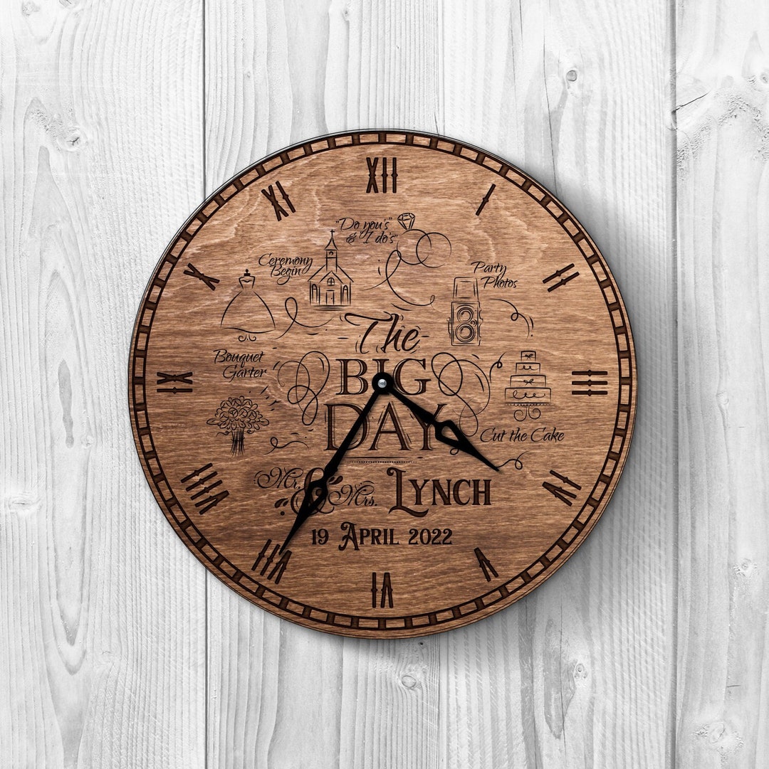 Custom Wedding Clock, Wood Wedding Sign, Engagement Clock, Anniversary ...