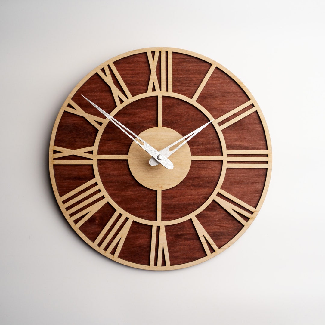 Clock With Roman Numerals,wood Wall Clock,modern Clock Wall,clock With ...