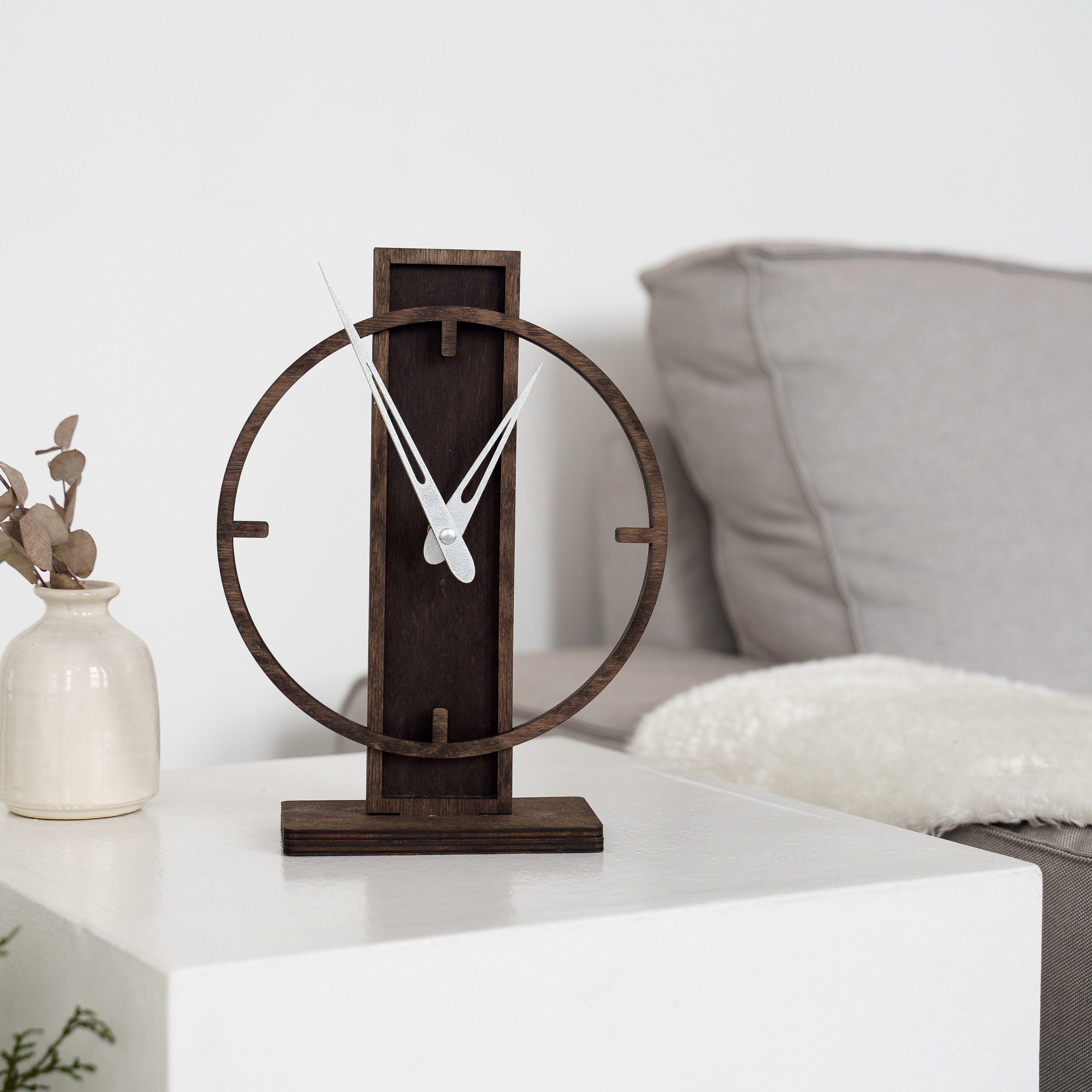 Minimalist Clock Wood, Modern Table Clock, Wood Tabletop Clock, Table ...
