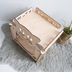 Cat Box Bed, Covered Cat Bed, Wooden Cat House Indoor, Cat Bed House ...