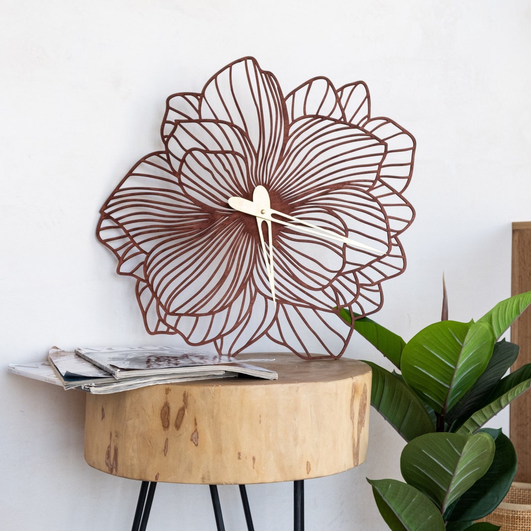 Azalea Wall Clock, Flower Wall Clock, Botanical Wall Clock, Modern Wall ...