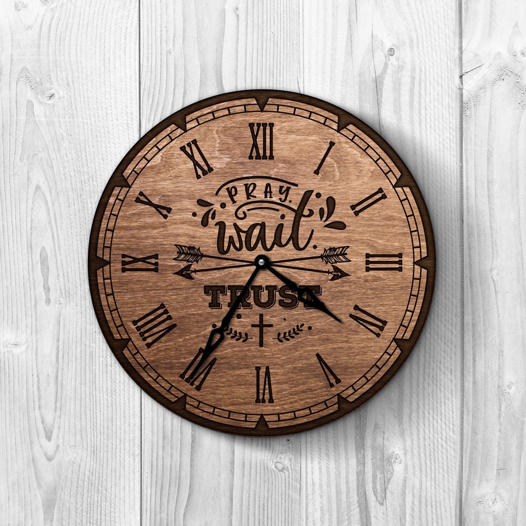 Pray Wait Trust Clock, Christian Clock, Pastor Retirement Gift, Pastor ...