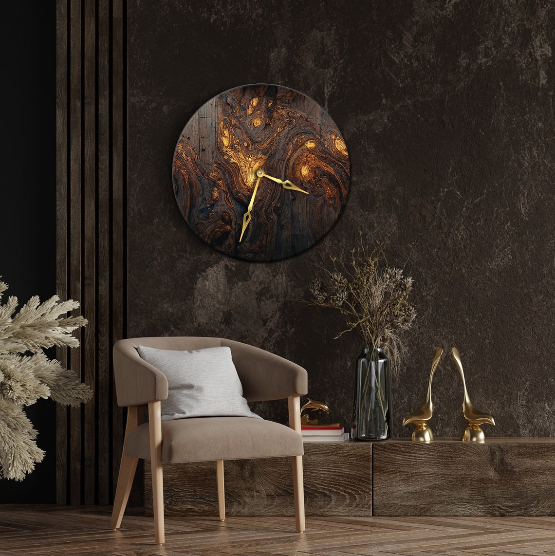 Unique Wall Clock, Wood Wall Clock Large, Silent Wall Clock, Rustic ...