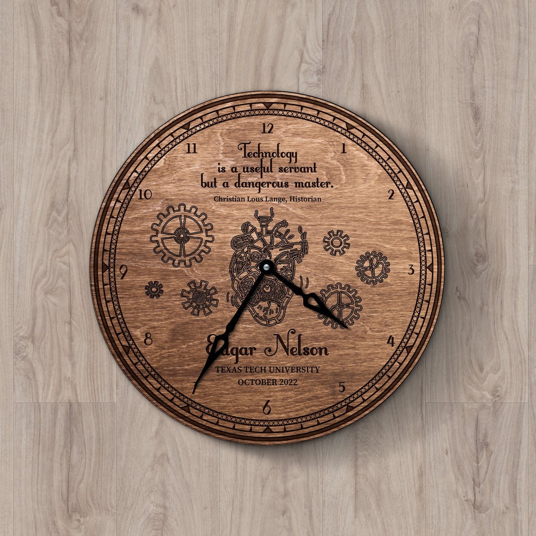 Custom Graduation Gifts, Graduation Wood Clock, Mechanical Engineer ...