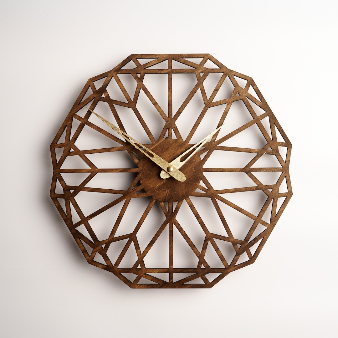Handmade Wooden Clock, Modern Minimalist Clock, Wooden Large Wall Clock ...