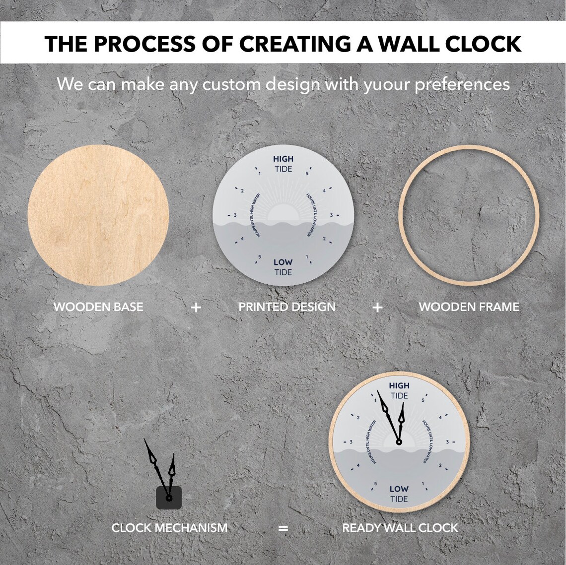 Tide Clock Pacific, Tide Clocks for Wall, Surfing Wall Clock, High Tide ...