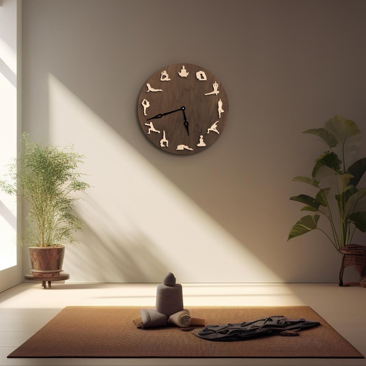 Yoga Poses Clock, Pilates Clock, Spiritual Clock, Pilates Wall Decor ...
