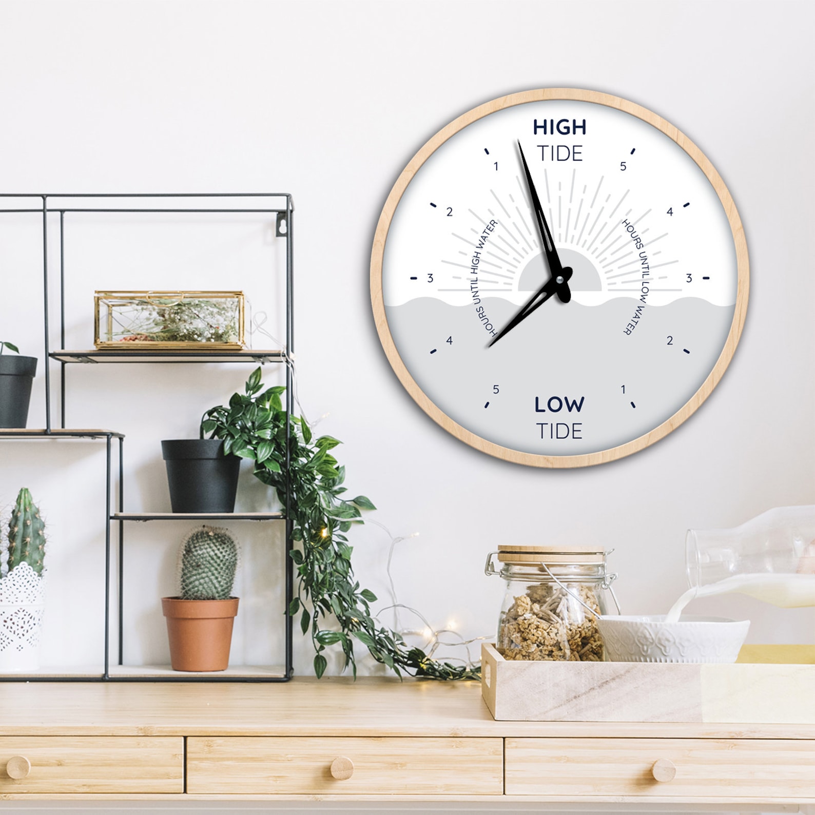 Tide Clock Pacific, Tide Clocks for Wall, Surfing Wall Clock, High Tide ...