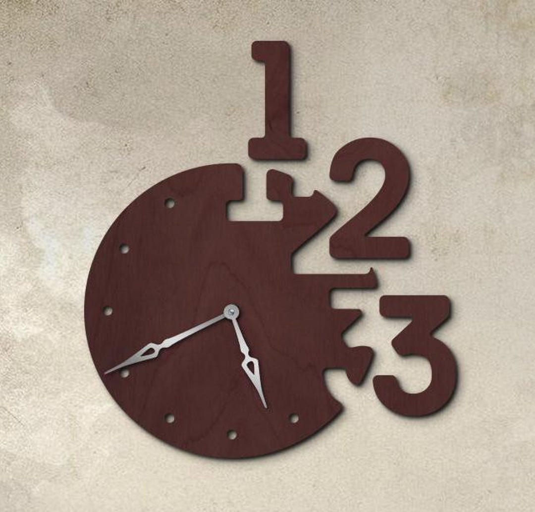 Wooden Clock Numbers, Simple Wall Clock Numbers, Wooden Clock Silent ...