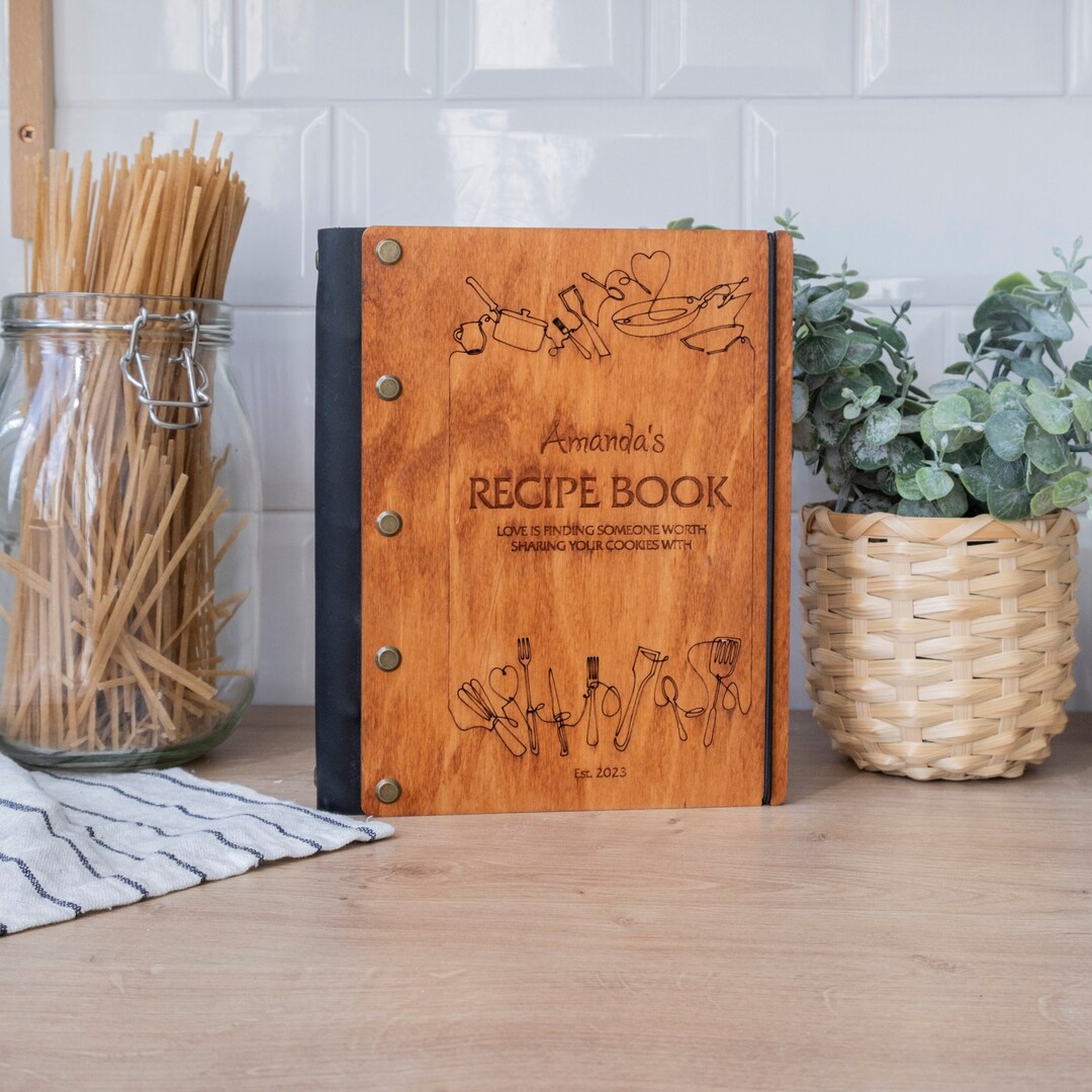 Wooden Recipe Book Blank, Personalized Cookbook Binder, Custom Recipe ...