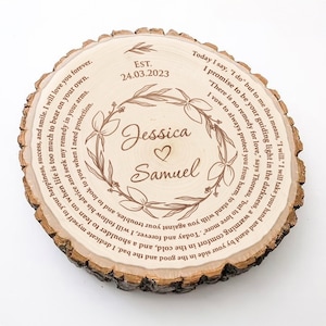 Wedding Vows Wood Sign, Vows Engraved Wood Slice, Custom Wood Slice ...