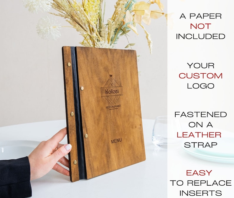 Restaurant Menu Cover, Personalized Menu Holder, Wood Menu Folder ...