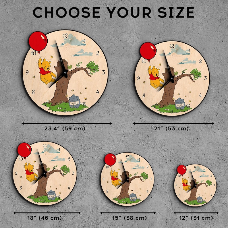 Winnie the Pooh Wall Clock, Pooh Bear Clock, Nursery Wall Clock, Pooh ...
