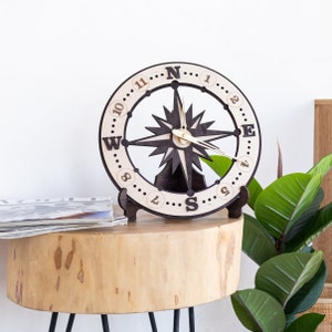 Compass Wall Clock, Nautical Wall Clock, Coastal Wall Clock, Man Cave ...