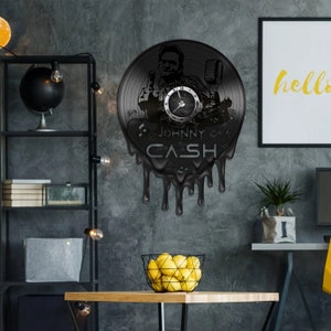 Johnny Cash Wall Clock, Johnny Cash Wall Art Middle Finger, Vinyl ...
