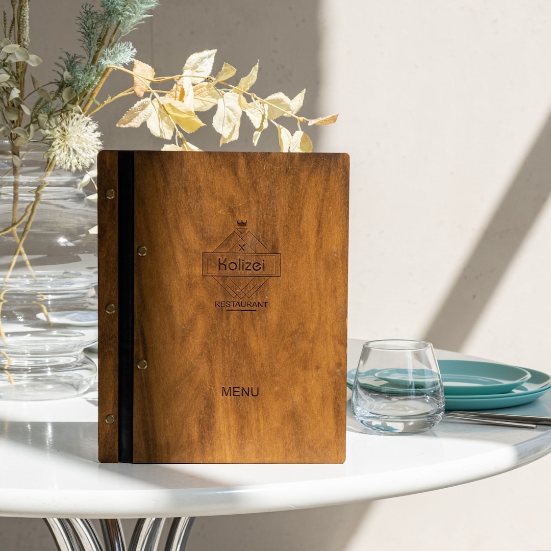 Restaurant Menu Cover, Personalized Menu Holder, Wood Menu Folder ...