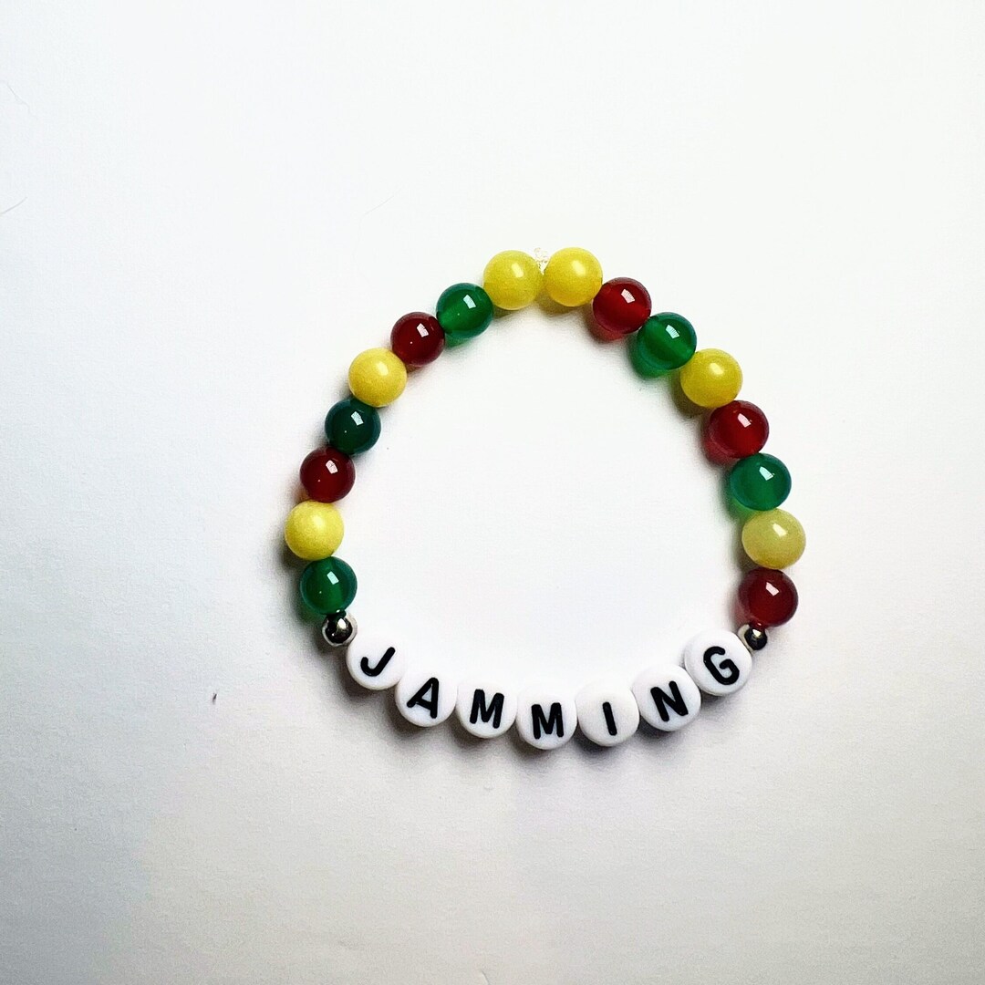 Jamming Bracelet Bob Marley Songs Yellow, Green and Red Beaded Bracelet ...