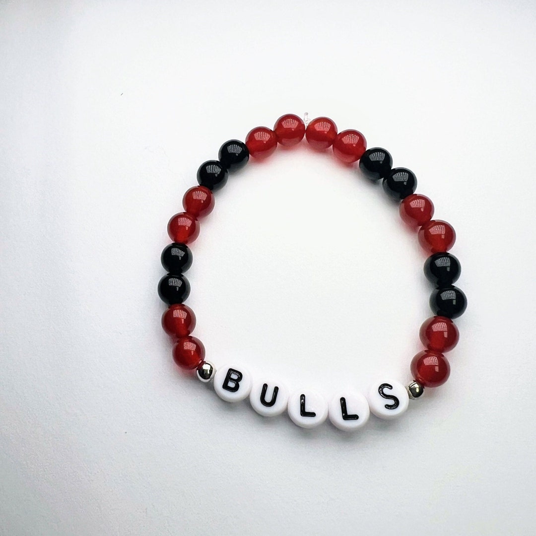 Chicago Bulls Bracelet - Black and Red Beaded - Made With Red Agate and ...