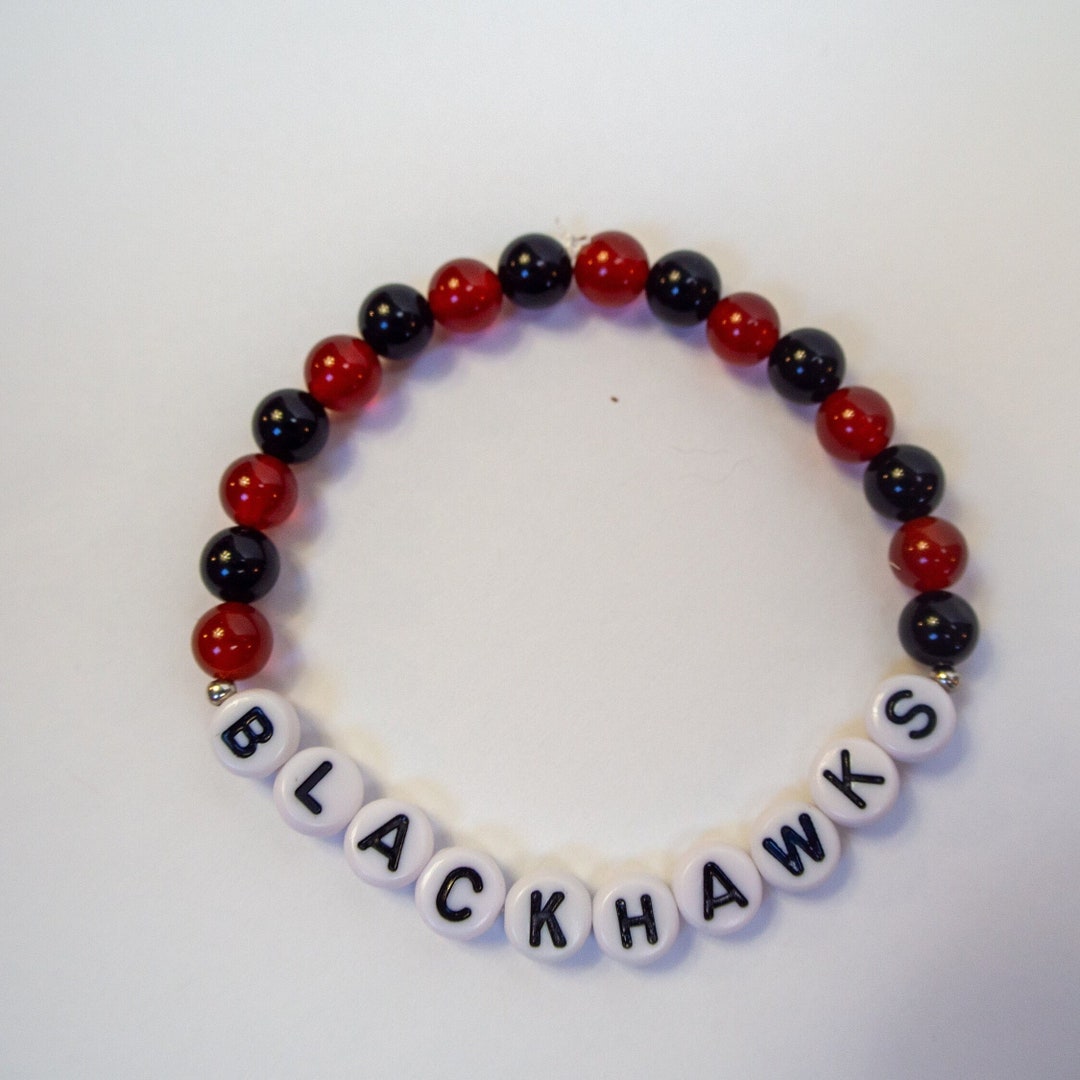 Chicago Blackhawks Bracelet - Red and Black Beaded Bracelet - Handmade ...