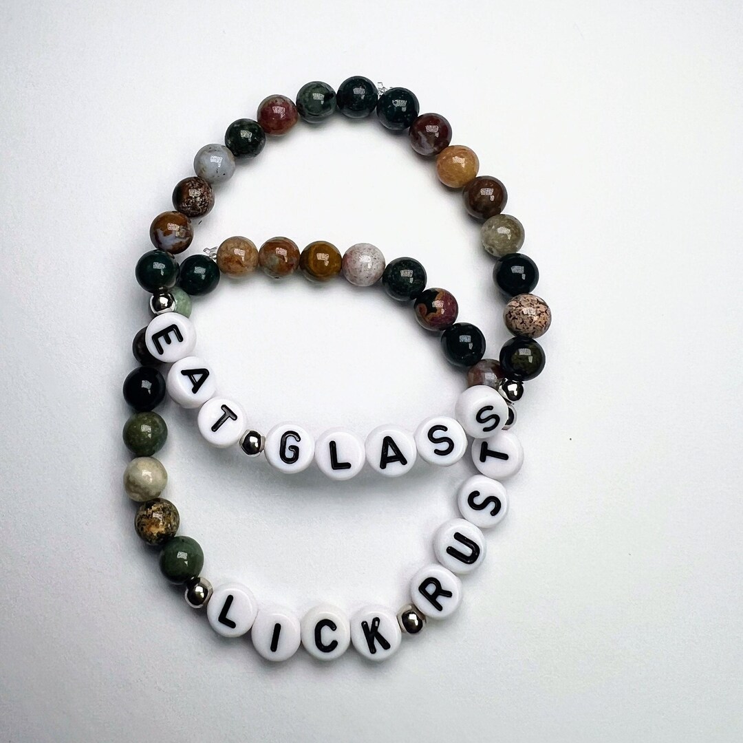 Eat Glass & Lick Rust Bracelet Set - Handmade to Order With 6mm Marine ...