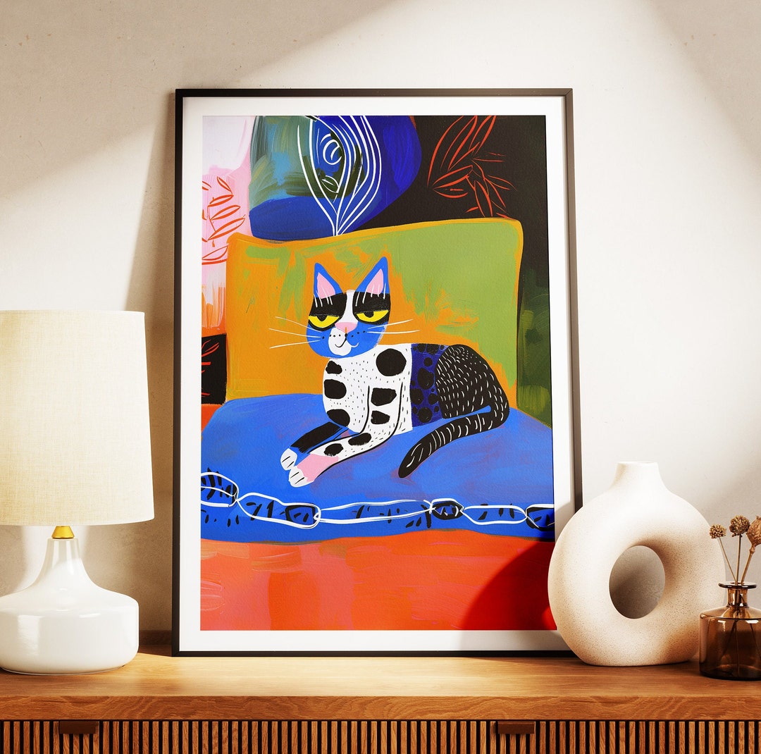 Funny Cat Print Printable Oil Print Funny Animal Poster Funny Cat ...