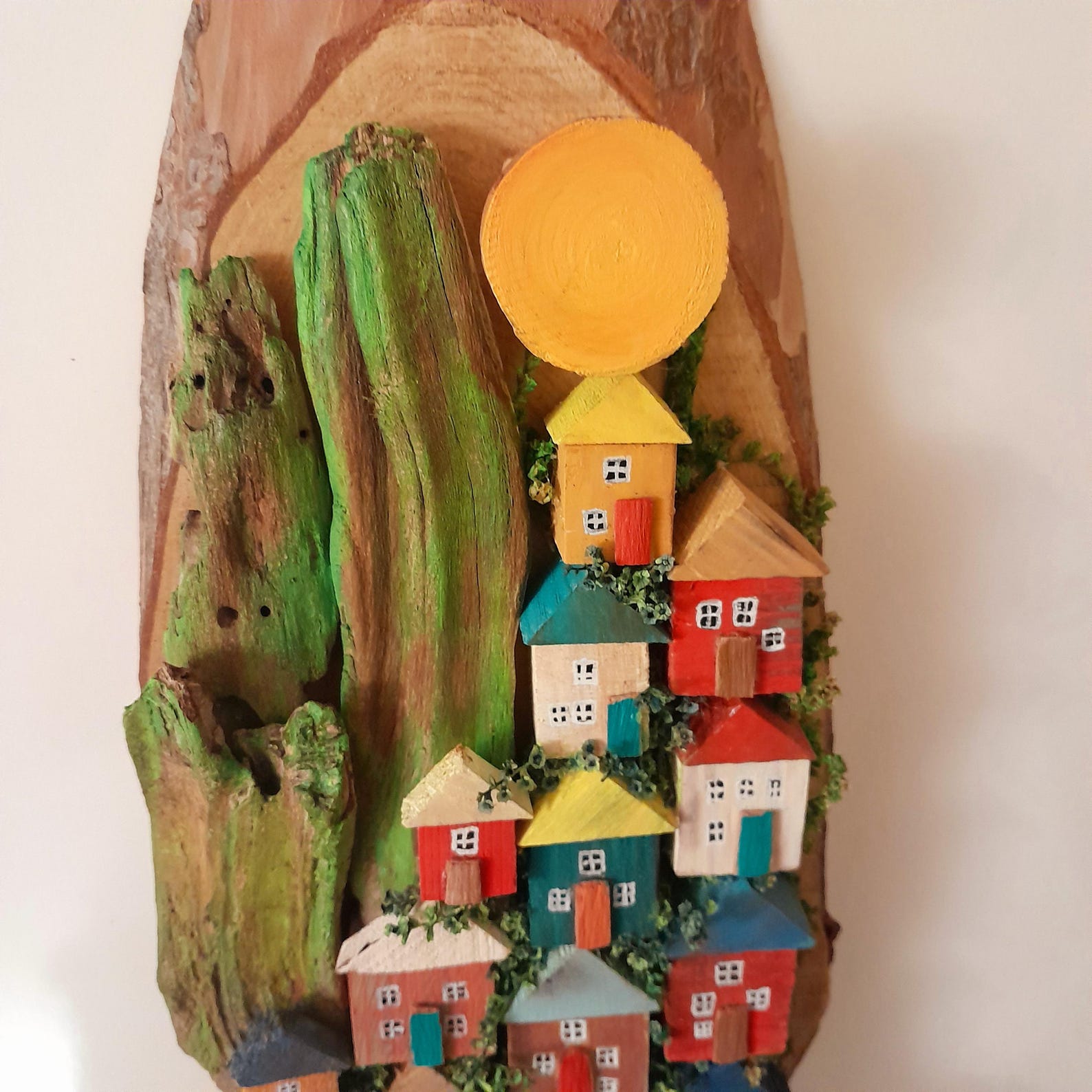 Lighted Miniature Village Wall Art Wooden Wall Decor– Handmade ...