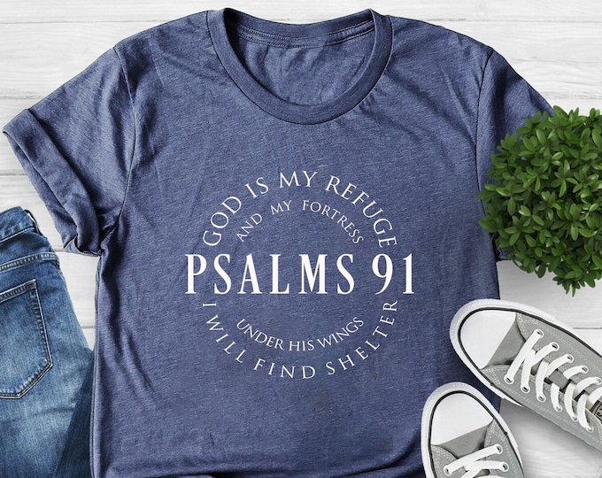 Psalms 91 Shirt, Two Side Christian Shirt, Bible Verse Shirt, Faith ...