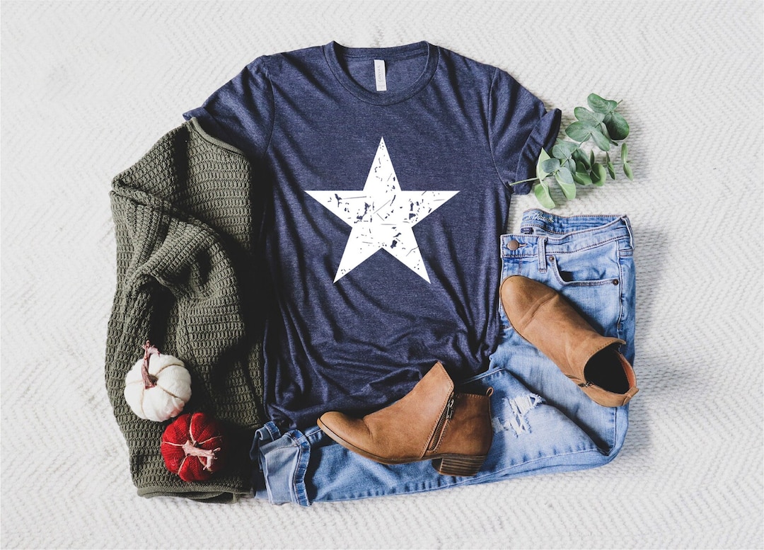 Distressed Star Shirt, White Star Shirt, Star Shirt, Star Tee Shirt ...