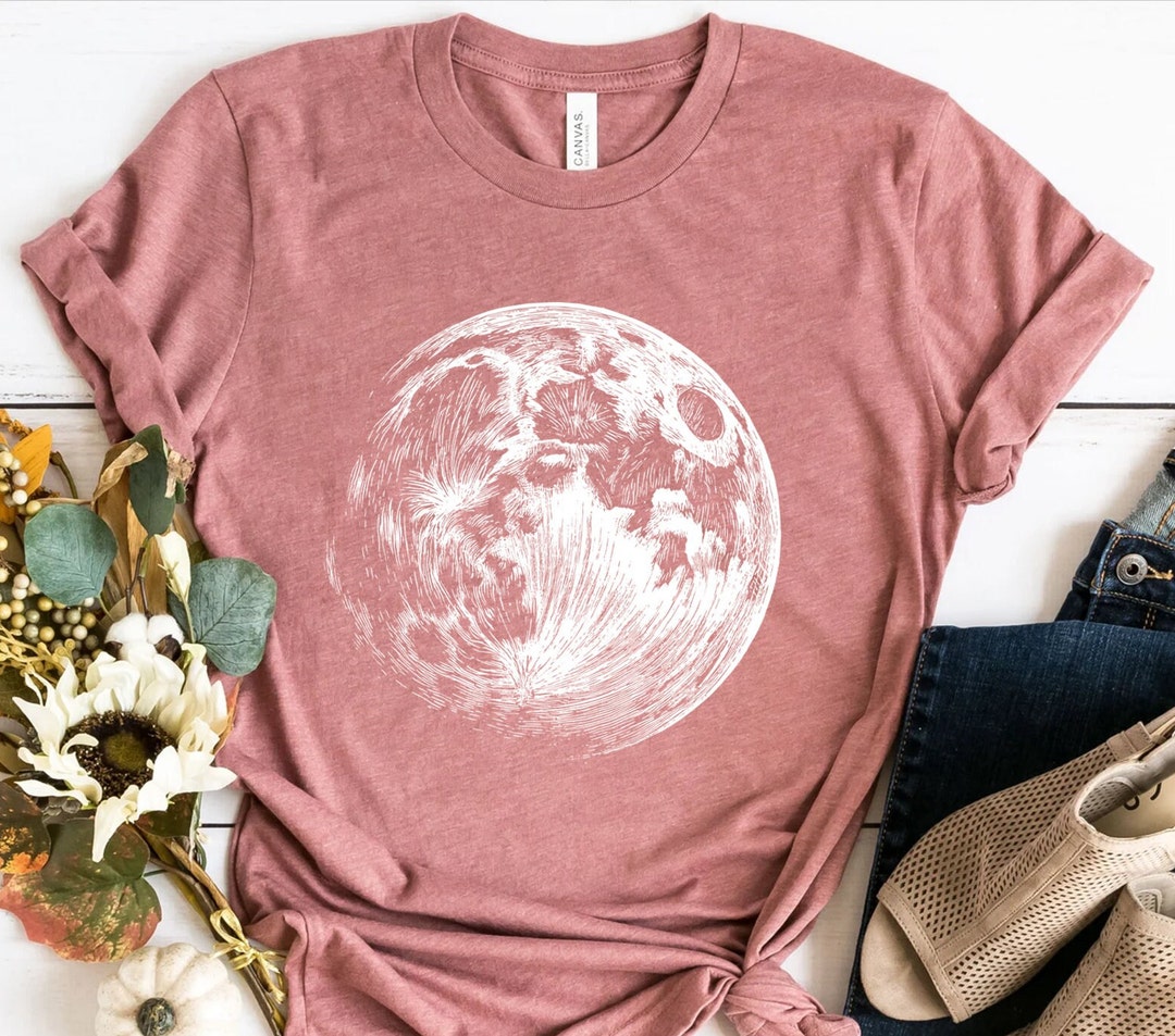 Moon Shirt for Women, Celestial Full Moon T-shirt, Fall Clothing Gift ...
