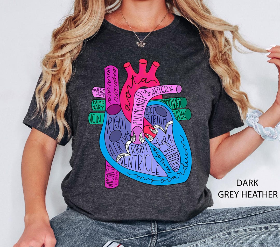 Heart Anatomy Shirt, Cardiac Nursing Gift, Nursing School Shirt ...