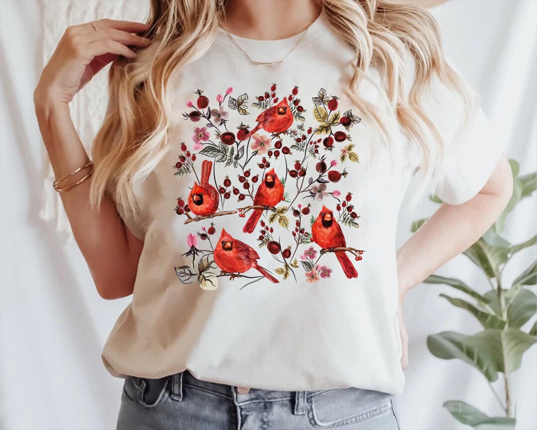 Vintage Cottagecore Wildflower Red Cardinal Shirt, Goblincore Nature ...