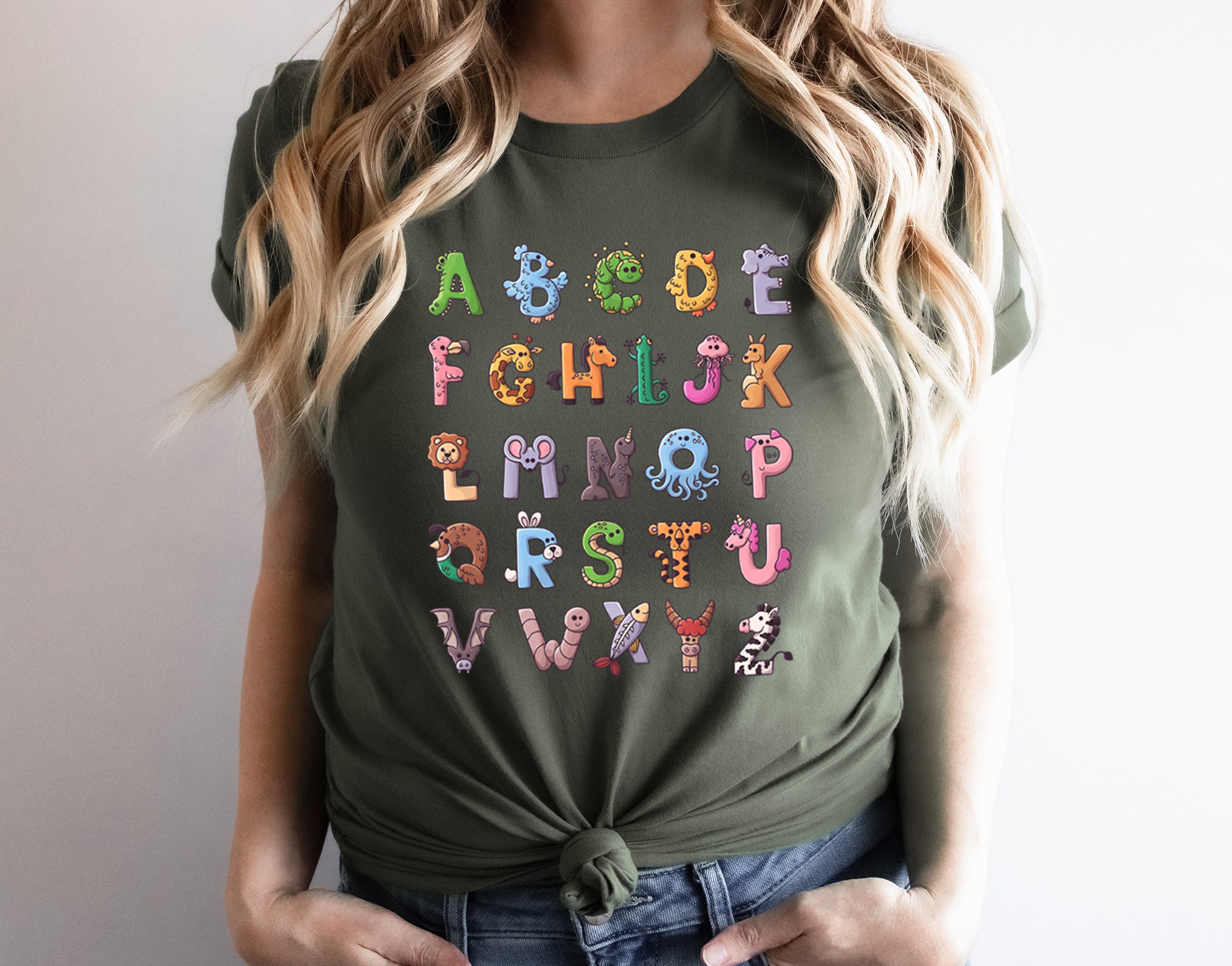 Alphabet Shirt ABC Shirt Animals Alphabet T-shirt - Etsy