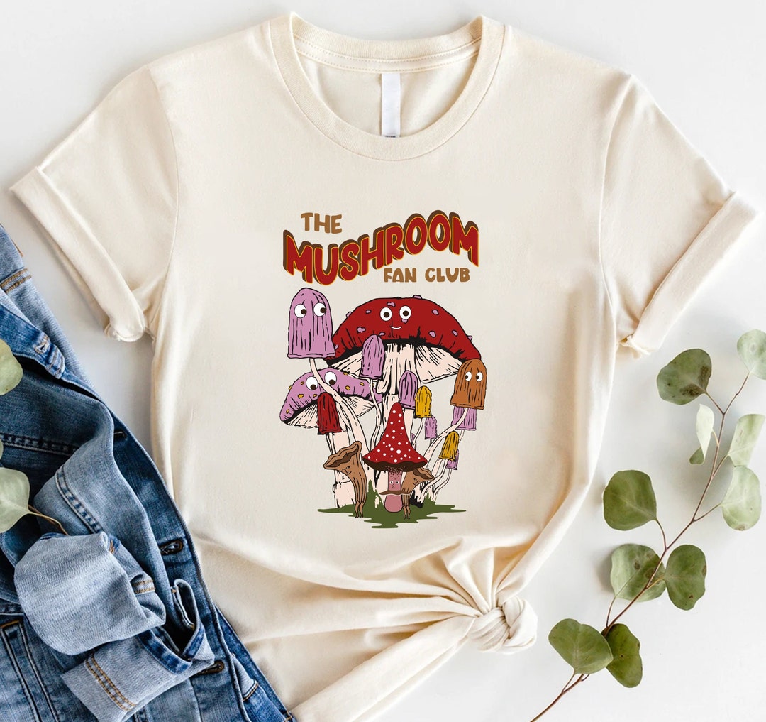 The Mushroom Fan Club T-shirts, Vintage Mushroom Print Tshirt,egirl ...