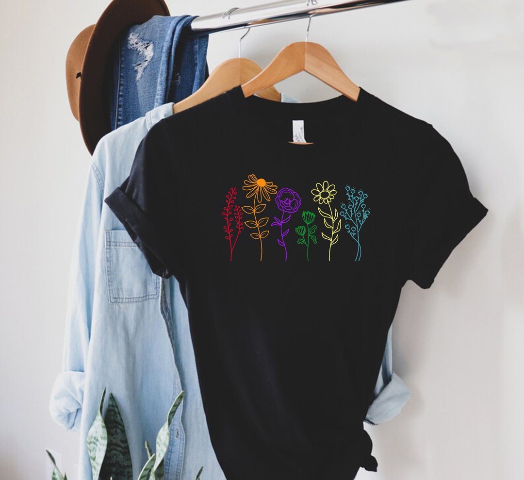 Colourful Flower T-shirt, Spring Concept Shirts, Wild Meadow Flower ...