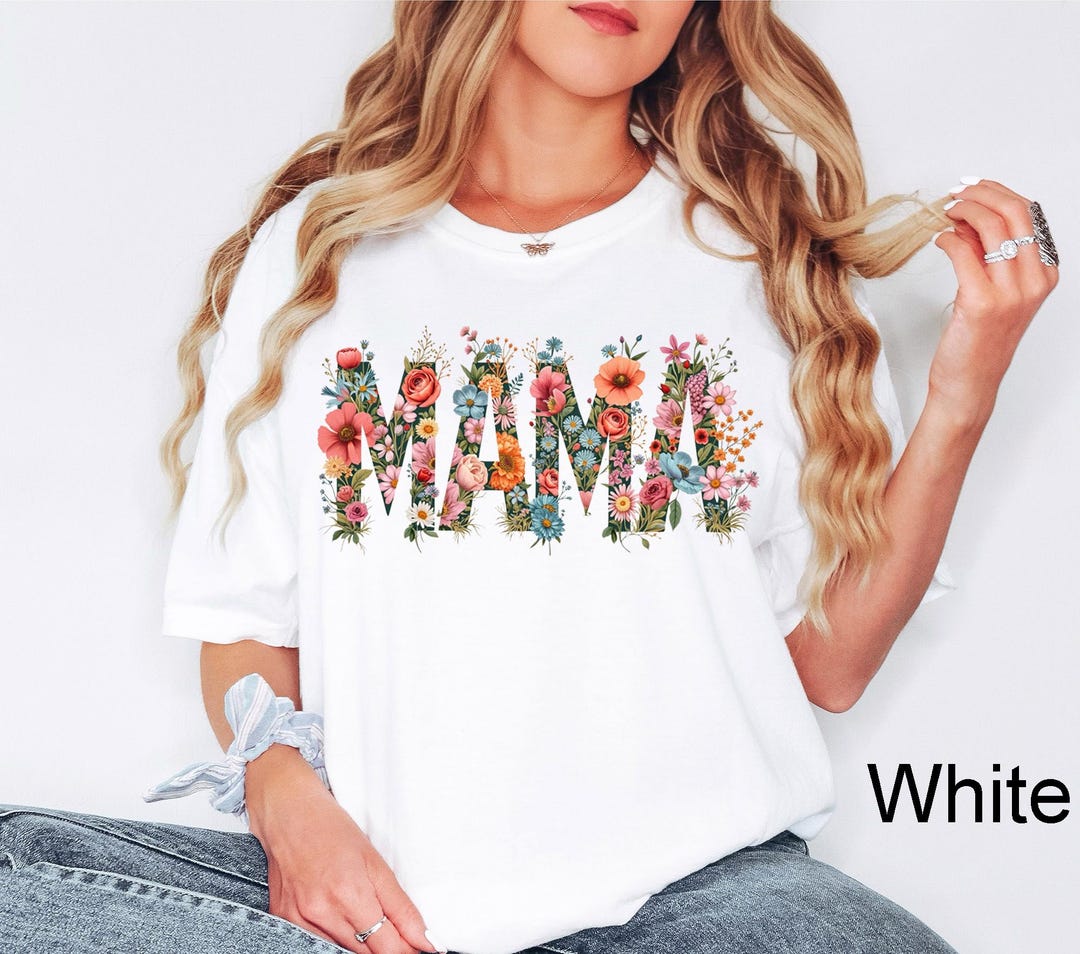 Comfort Colors® Floral Mama Shirt, Mama Shirt, Retro Mom Tshirt, Mother ...