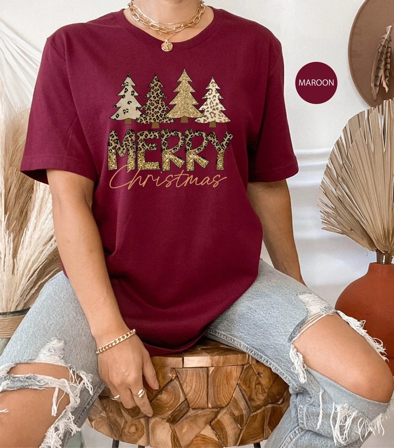 Christmas Tree Shirt, Leopard Christmas Shirt, Christmas Tree Winter ...