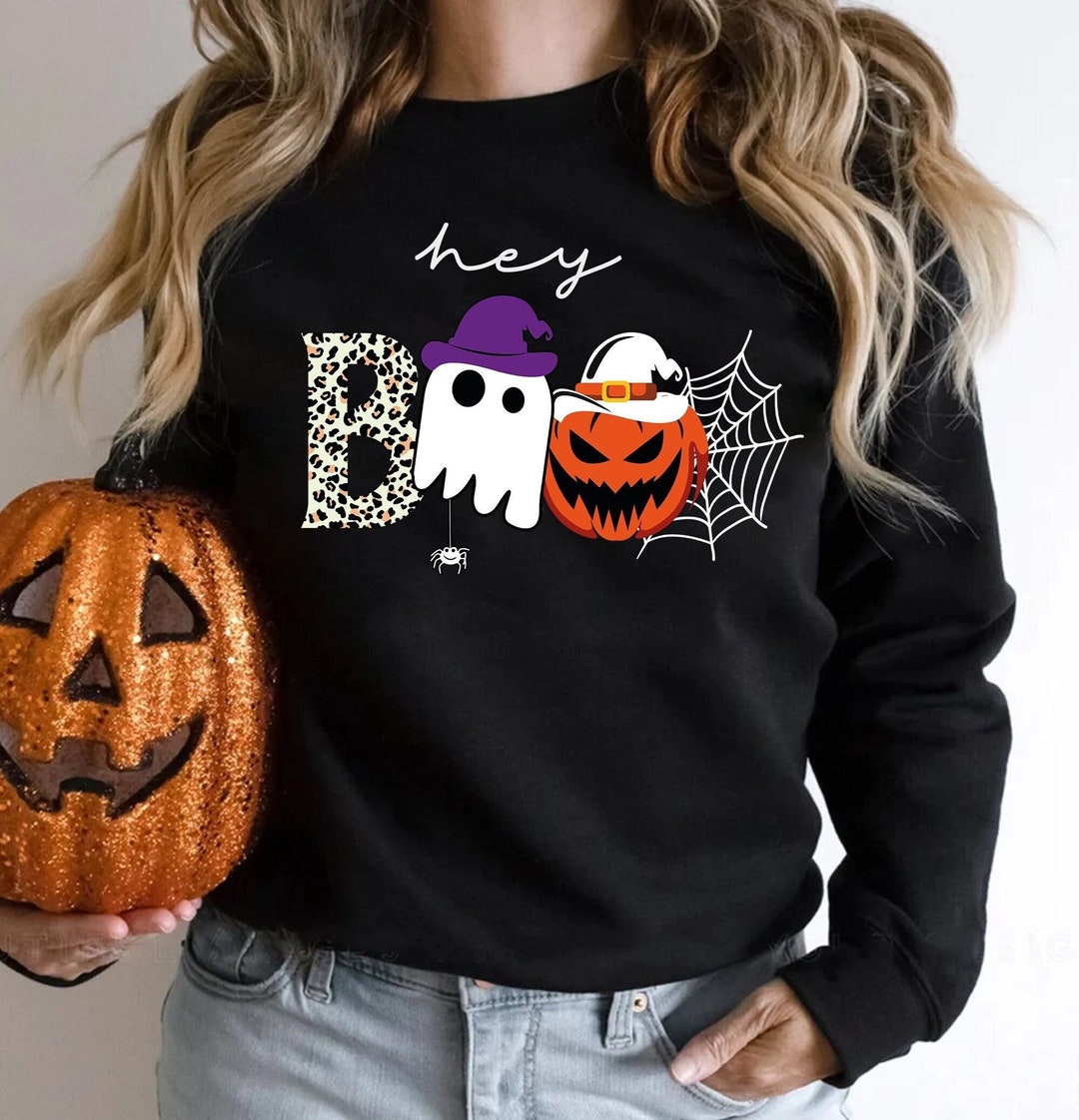 Hey Boo Shirt, Halloween Boo T-shirt, Ghost Pumpkin Tshirt, Cute ...
