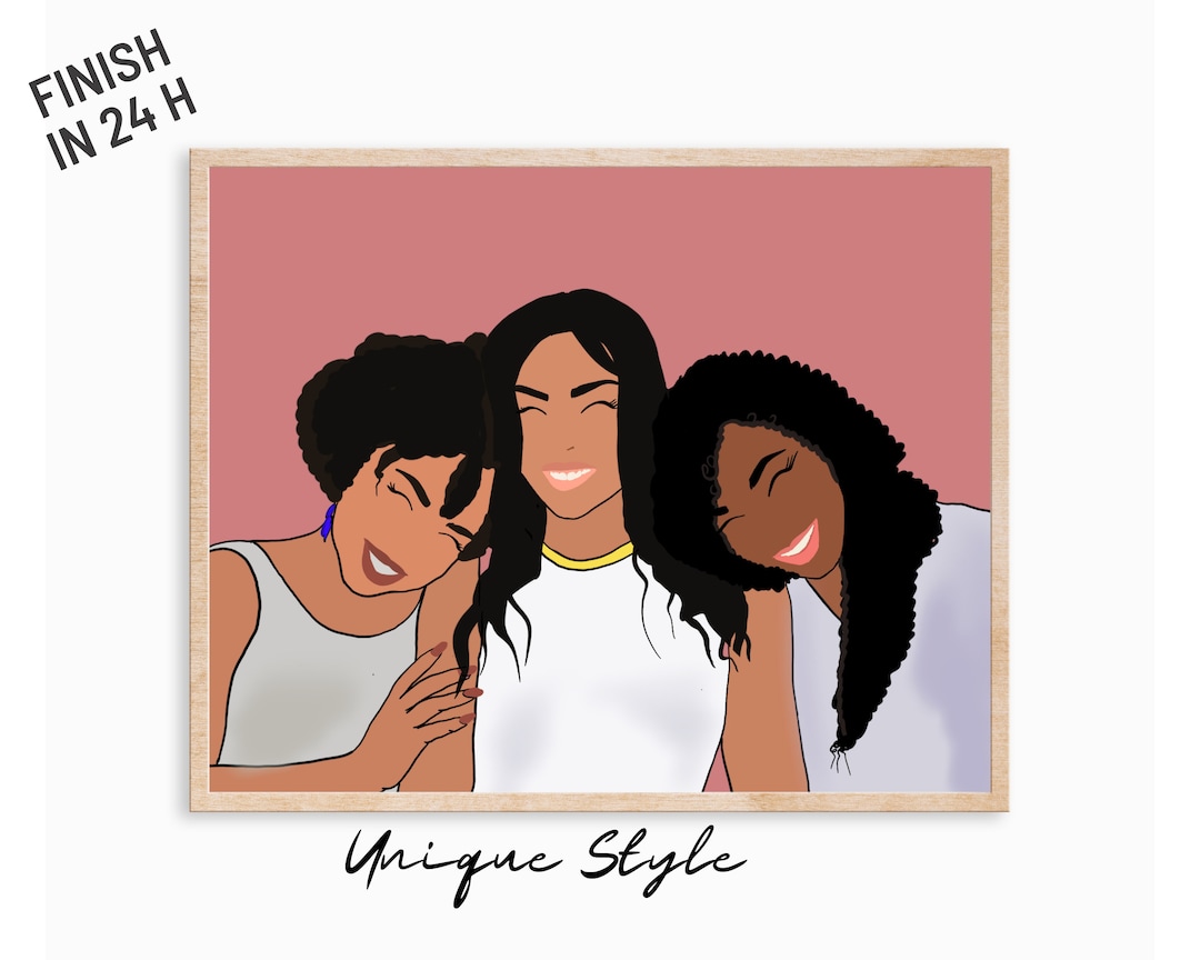 Custom Friends Portrait, Gift for Best Friends, Custom Faceless ...