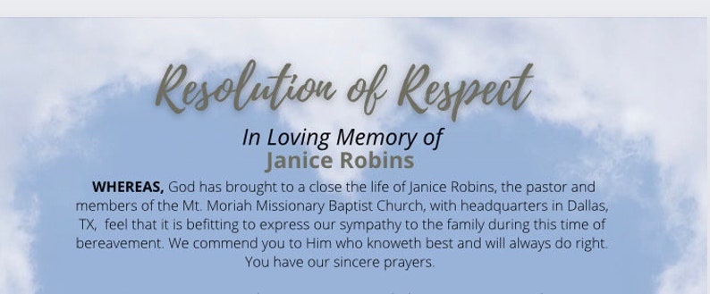 WINGS - Funeral Resolution Letter (DOWNLOAD ONLY) - Etsy