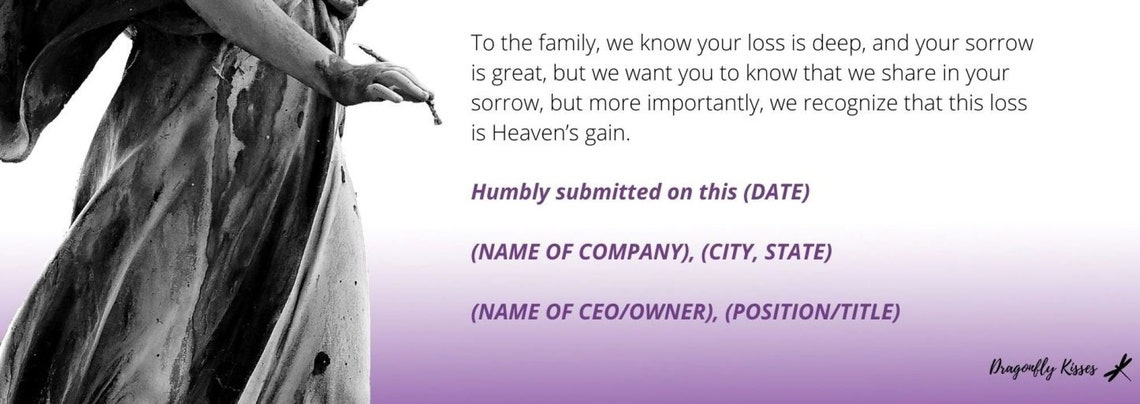 ANGEL - Funeral Resolution Letter (DOWNLOAD ONLY) - Etsy